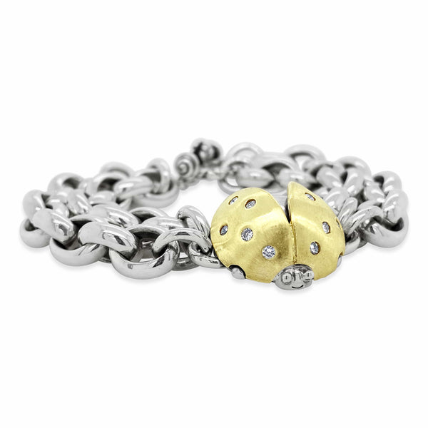Gold Ladybug Bracelet With Silver Chain - Saint By Sarah Jane