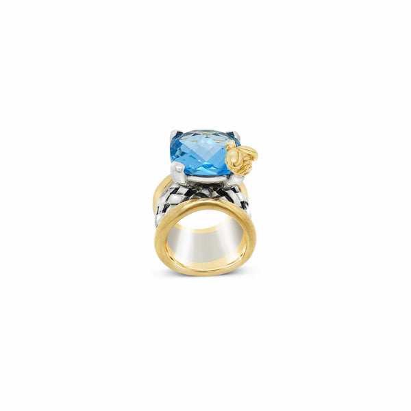 Wide Band Blue Topaz Ring - Saint By Sarah Jane