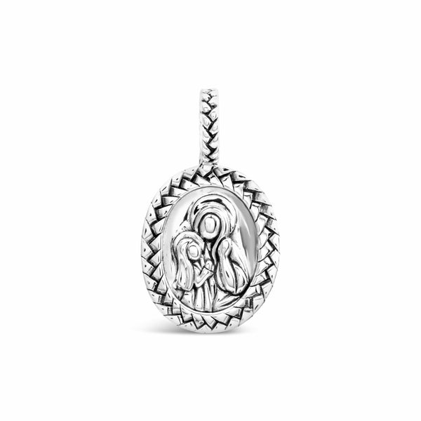 Hand Carved St. Anne Medal Sterling Silver | Catholic Saint Medal